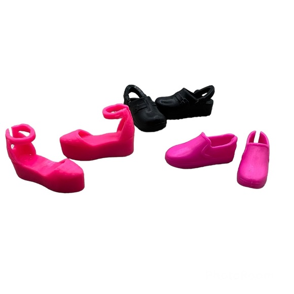 Barbie | Toys | Mattel Barbie Doll Shoe Lot Black Clogs Pink Platform ...